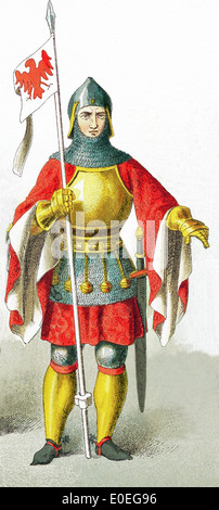 The figure pictured here represents a German knight between A.D. 1400 ...