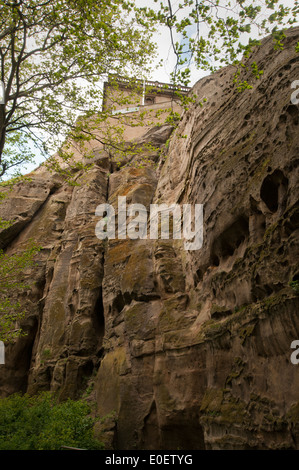 Castle Rock, Nottingham photographed from below looking upwards Stock ...