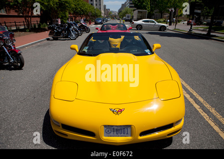 2003 Yellow Chevy Corvette convertible rear view - USA Stock Photo - Alamy