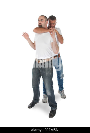 Man choking other man, isolated on white Stock Photo - Alamy
