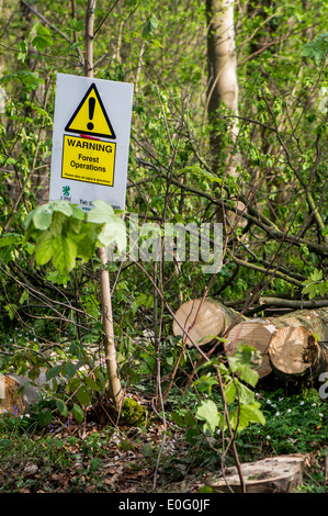 Forest Management Warning Forest Operations Sign UK Stock Photo - Alamy