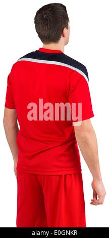 Football player wearing red gear on white background Stock Photo - Alamy