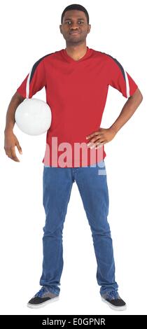 Handsome football fan looking at camera on white background Stock Photo ...