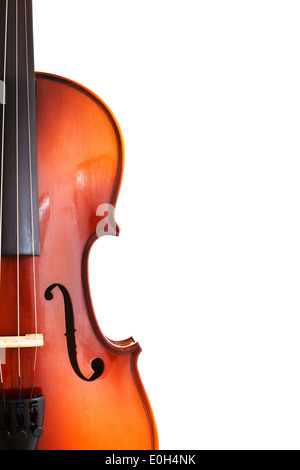 copyspace and half of classical wooden fiddle isolated on white ...