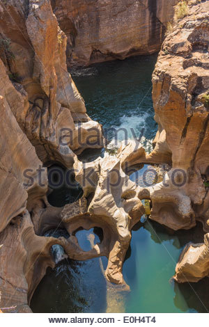 Potholes and plunge pools of the Treur River at Bourke's Luck Stock ...