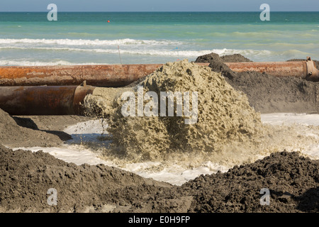 Beach restoration, Renourishment, replenishment sand works at Biarritz ...