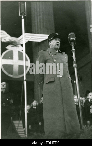 Vidkun Quisling, leader of the Norwegian fascist party, speaks at the ...