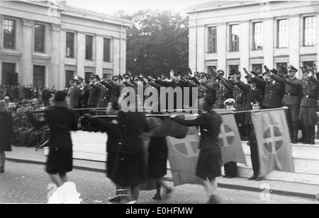 The Nazi propaganda image shows soldiers of the German Wehrmacht and ...