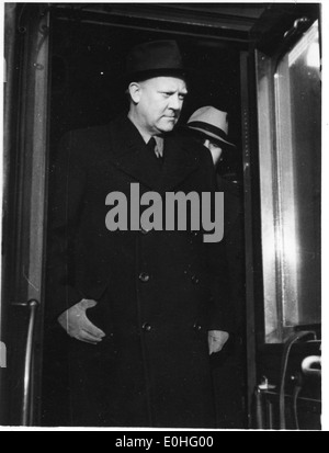 This photograph shows Vidkun Quisling in Trondheim during November 1941 ...