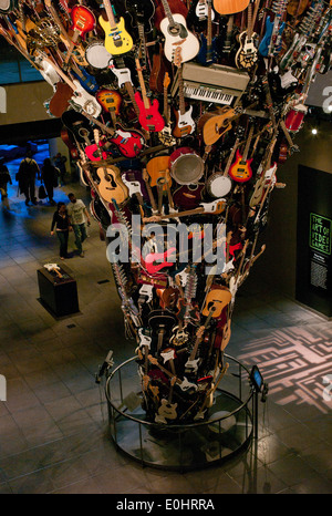 Guitar sculpture tower at EMP Museum, Seattle, Washington State, USA ...