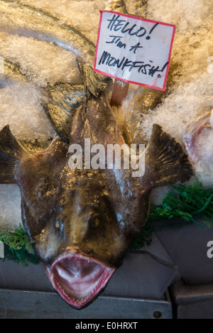 Dead Monkfish on display at Pike Place Fish Company in Seattle ...