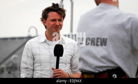 TV crew and interviewer motors TV station Stock Photo - Alamy
