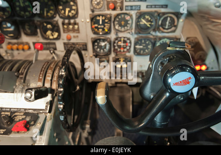 Cockpit of the passenger aircraft Lockheed Super Constellation or Super ...