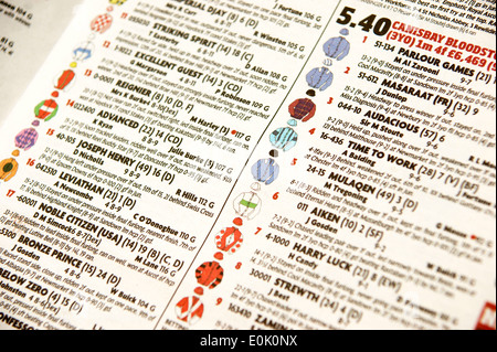 Horse racing pages in a newspaper with information guide Stock Photo ...