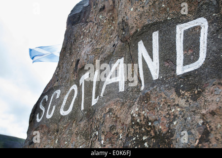 Scotland painted onto standing stone at England-Scotland border by A68 ...