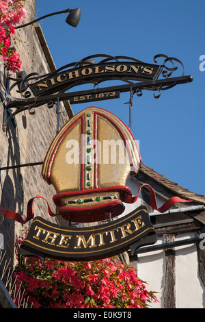 The Mitre pub sign, Nicholson's brewery, Cambridge, Cambridgeshire ...