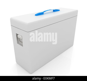 Medical bag icon isolated on 3d blue round button abstract illustration ...