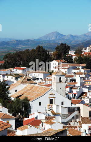 View over the town rooftops, Colmenar, Andalusia, Spain, Western Europe ...