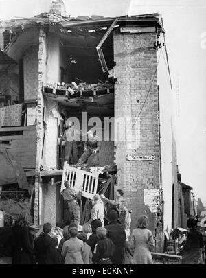 Birmingham Blitz during the Second World War. Damage to Hockley bus ...