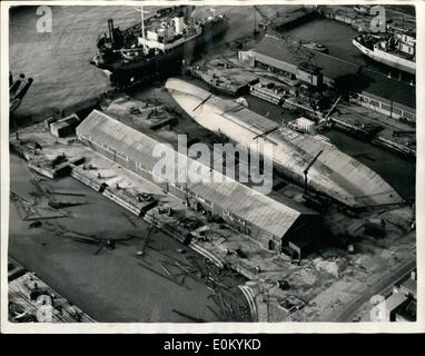 Feb. 02, 1953 - Floods - At Sheerness Docks Frigate on Her Side ...