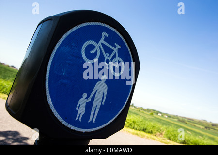 the cycle and pedestrian path road sign on a transparent background ...