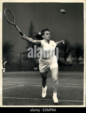 The black American tennis player , Miss Althea Gibson , in action at ...