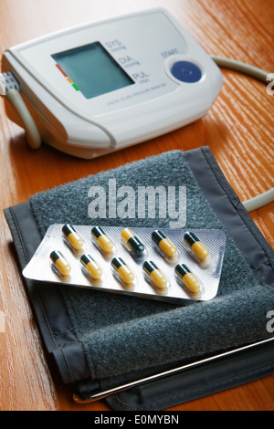 Monitoring with tablets at high or low pressure shown on the tonometer ...