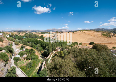Views of Andalusian countryside from Ronda town, Malaga, Spain Stock ...