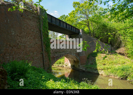 Rudgwick, West Sussex UK, Victorian disused two-tiered railway bridge ...