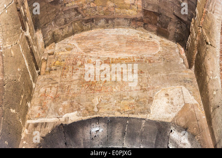 The Colosseum, Rome, archway ceiling with fresco painting of a View of ...