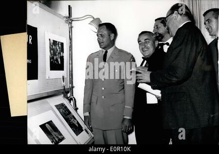 Aug. 08, 1957 - US Army Ballistics Missile Agency technicians ready a ...