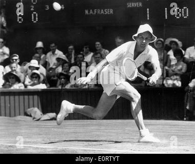 Tennis pro Neale Fraser during a match Stock Photo - Alamy