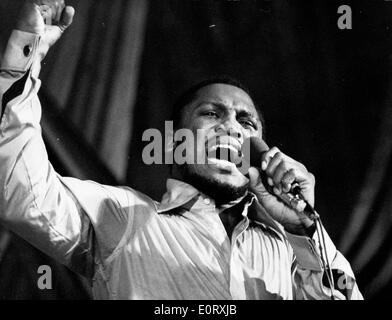 Boxer Smokin' Joe Frazier on stage singing with his band Stock Photo ...