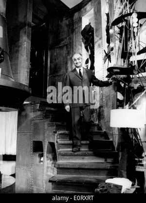 French actor Louis de Funès during the recording of the television ...