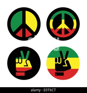 Rasta peace, hand gesture vector icons set. Rastafarian peace symbols ...