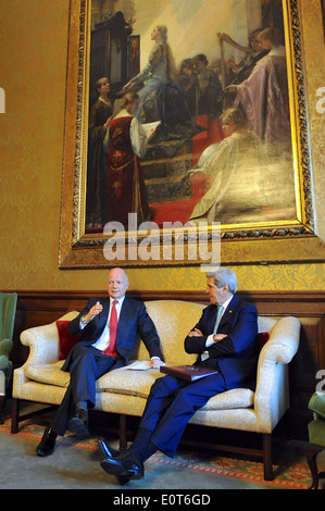 Secretary Kerry Chats With British Foreign Minister Hague Stock Photo ...