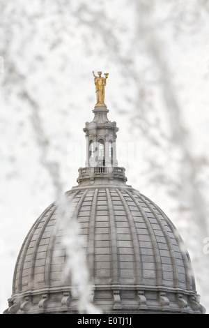 statue of "Miss Forward" on top of the capitol building in Madison ...