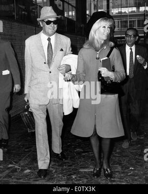 Actor Rex Harrison traveling with Elizabeth Rees-Williams Stock Photo ...