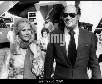 Actor Rex Harrison traveling with Elizabeth Rees-Williams Stock Photo ...