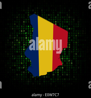 Chad map flag on hex code illustration Stock Photo - Alamy