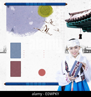 Korean traditional themed letter template with a copy space Stock Photo ...