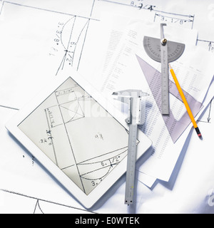 Set of architect tools Stock Photo - Alamy