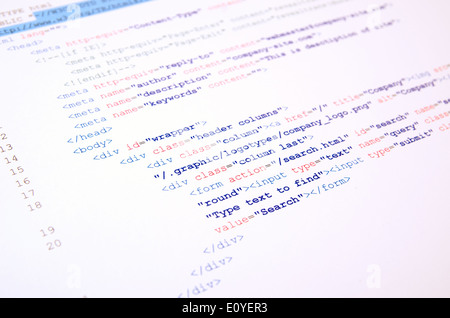 Code of HTML language on white background Stock Photo - Alamy