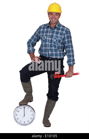 Laborer with vernier calipers Stock Photo - Alamy