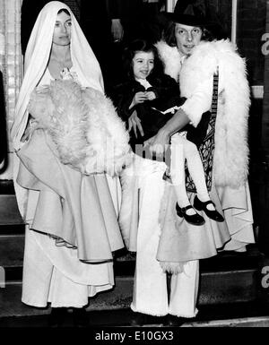 London. UK. Yul Brynner (in drag) and Roman Polanski in a scene in ...