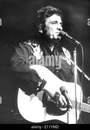Johnny Cash on stage with guitar at Owings Mills, Maryland, 1977 ...