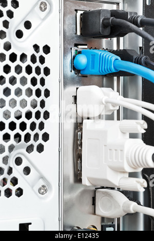 cable and connectors on back of computer close up Stock Photo - Alamy