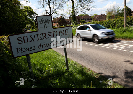 Silverstone "please drive carefully" sign Stock Photo - Alamy
