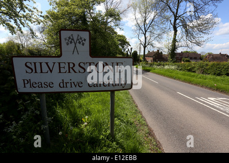Silverstone "please drive carefully" sign Stock Photo - Alamy