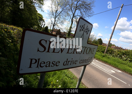 Silverstone "please drive carefully" sign Stock Photo - Alamy